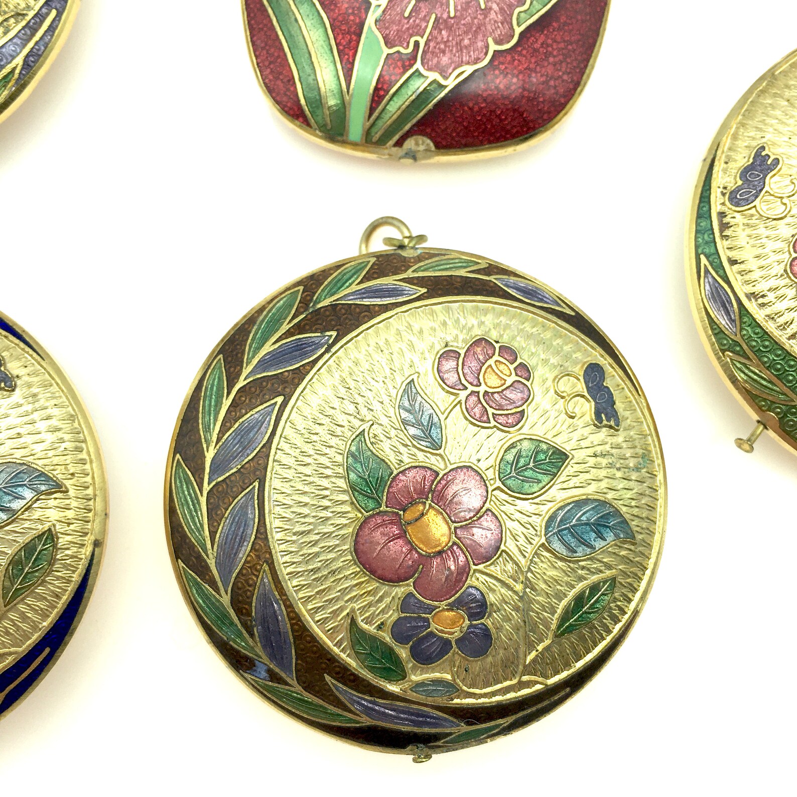 Choice of Vintage Cloisonne Enamel Flower Pendants - Etsy