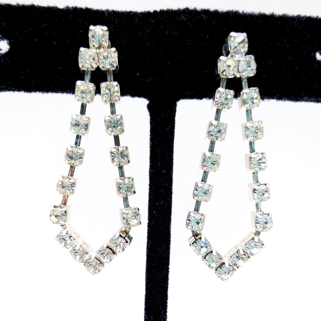 Minimalist Rhinestone Dangle Prom / Wedding Earrings - Etsy
