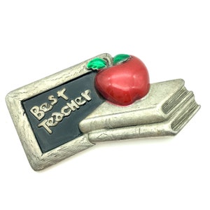 Best Teacher Apple & Chalkboard Brooch Signed AJC - Etsy