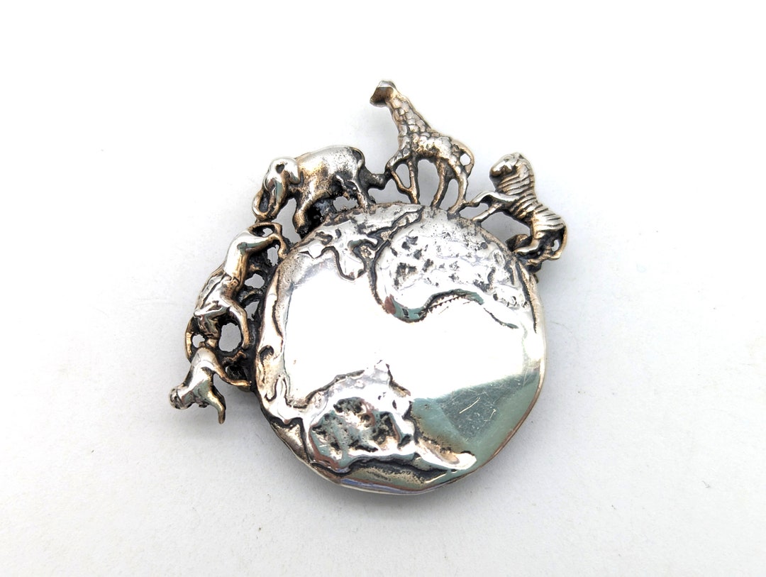 Vintage Earth Day Globe Animals Brooch / Pendant - Etsy