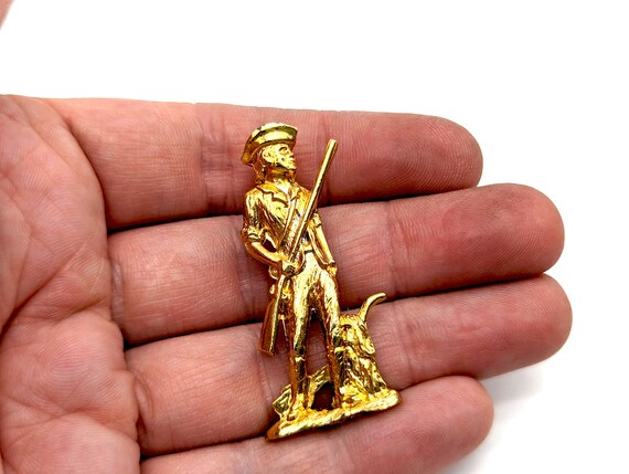 1970's Gold Tone Minute Man Patriot Brooch Signed Cin… - Gem