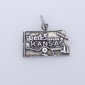 Vintage Sterling Silver Map of Kansas State Souvenir Charm - Etsy