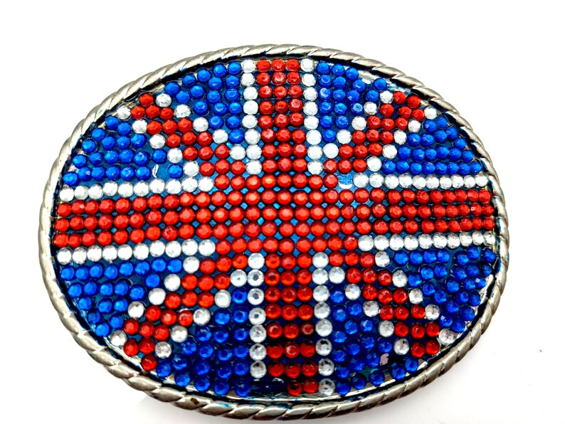 Vintage British Flag / Union Jack Flag Rhinestone Studded Belt - Etsy