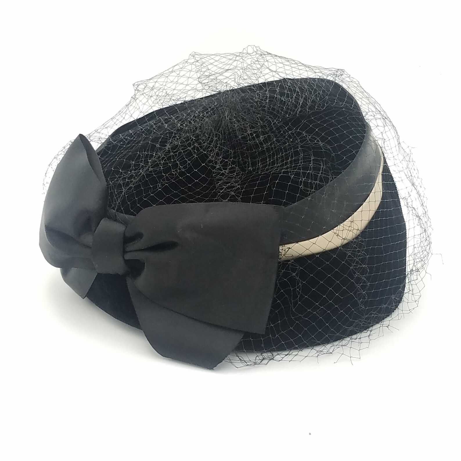 Vintage Black Velvet & Satin Ladies Cloche Hat | Etsy