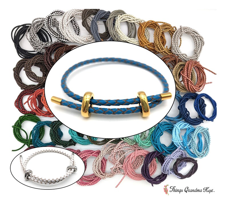 57 Colors! Custom Made Braided Leather Slide Bracelet, Adjustable - Etsy