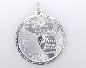 Vintage Enamel & Sterling Silver Florida State Map Charm - Etsy