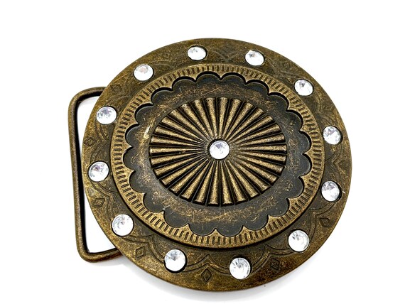 vintage bronze belt buckle - Gem
