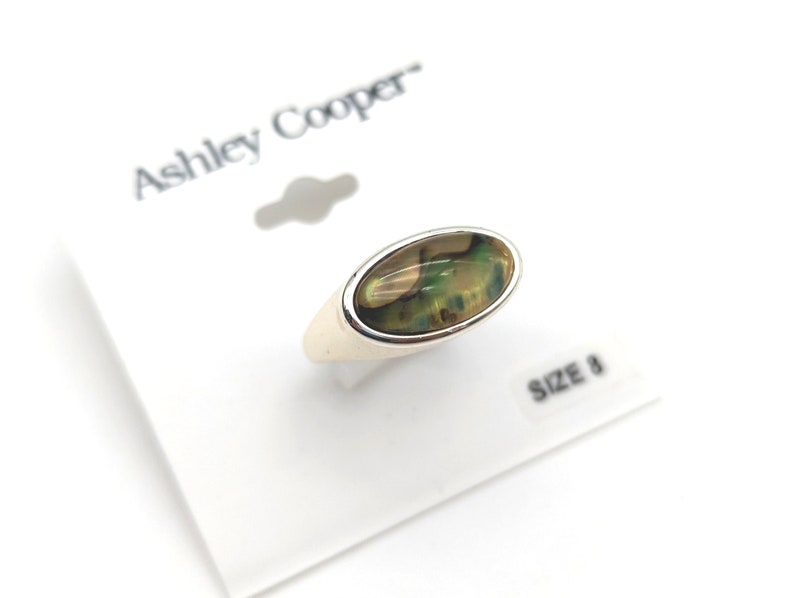 Old Stock Silver Plated Faux Abalone Ring by Ashley Cooper - Size 8 - Etsy