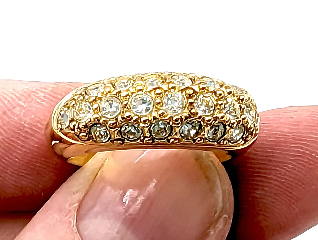 Vintage Avon Gold Plated Pave Crystal Ring Size 6.75 - Etsy