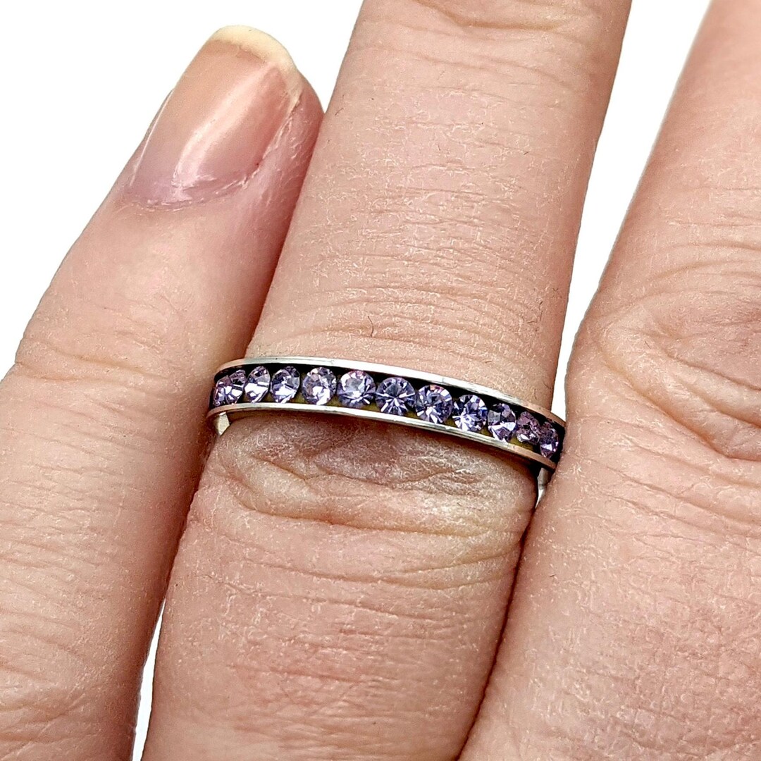Sterling Silver & Purple CZ Eternity Band - Size 7 - Etsy