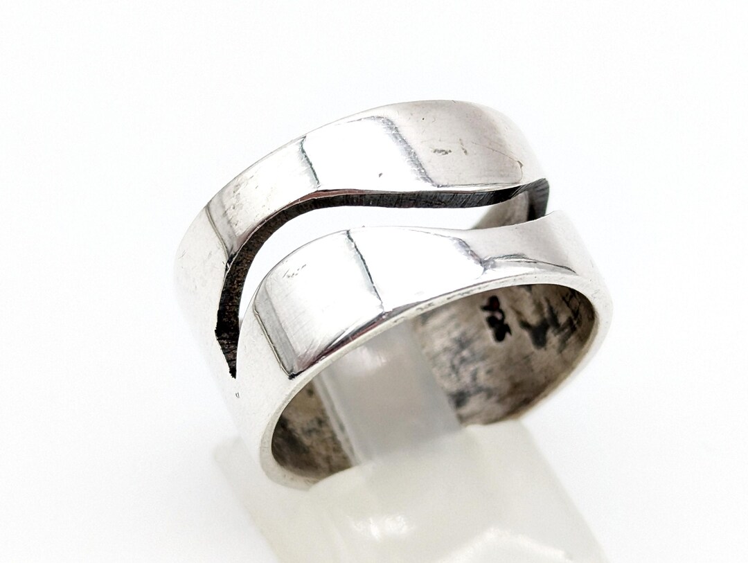 Wide Sterling Silver Cut Out Wave Ring Band - Size 8.75 - Etsy