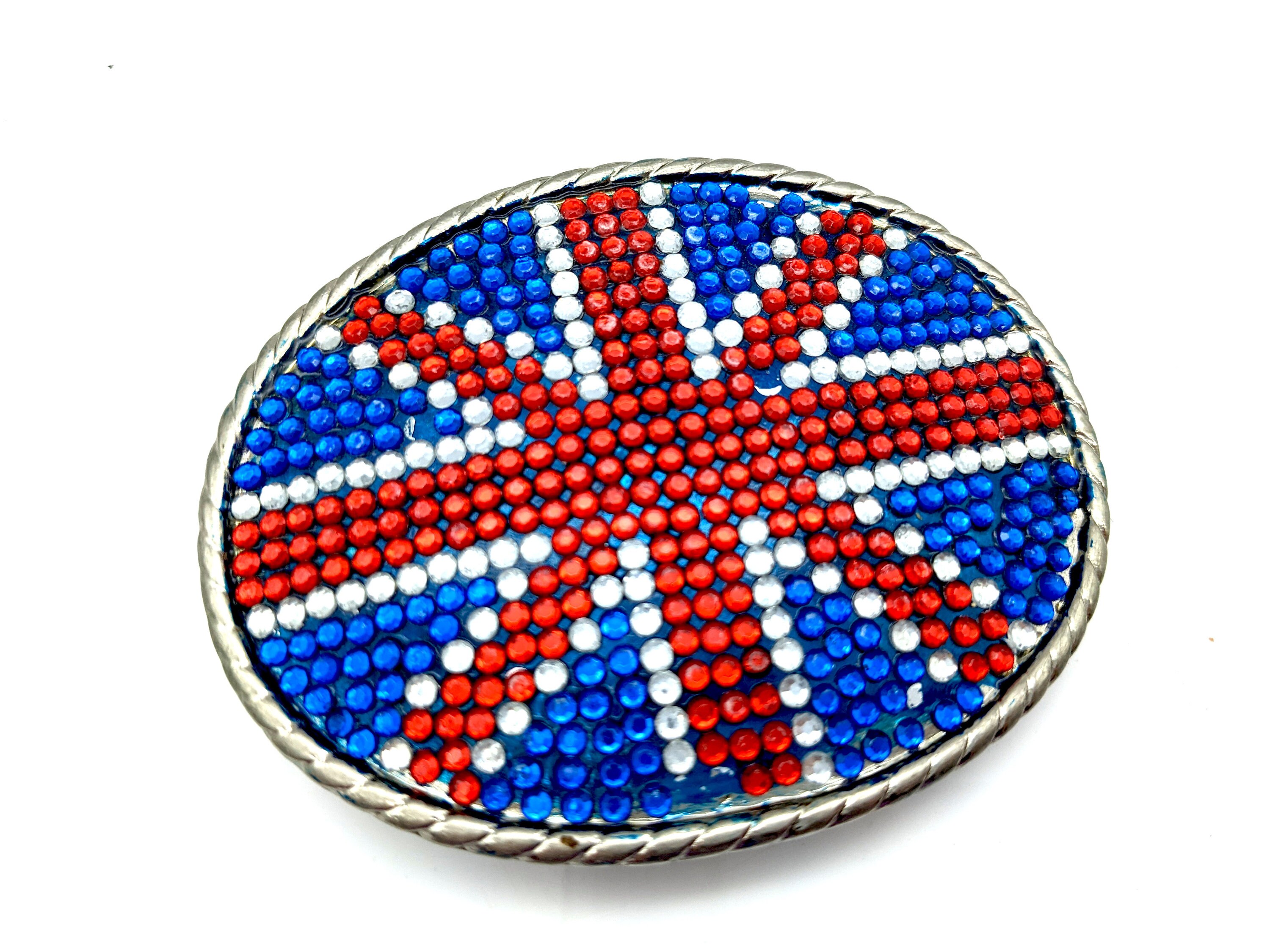 Vintage British Flag / Union Jack Flag Rhinestone Studded Belt - Etsy