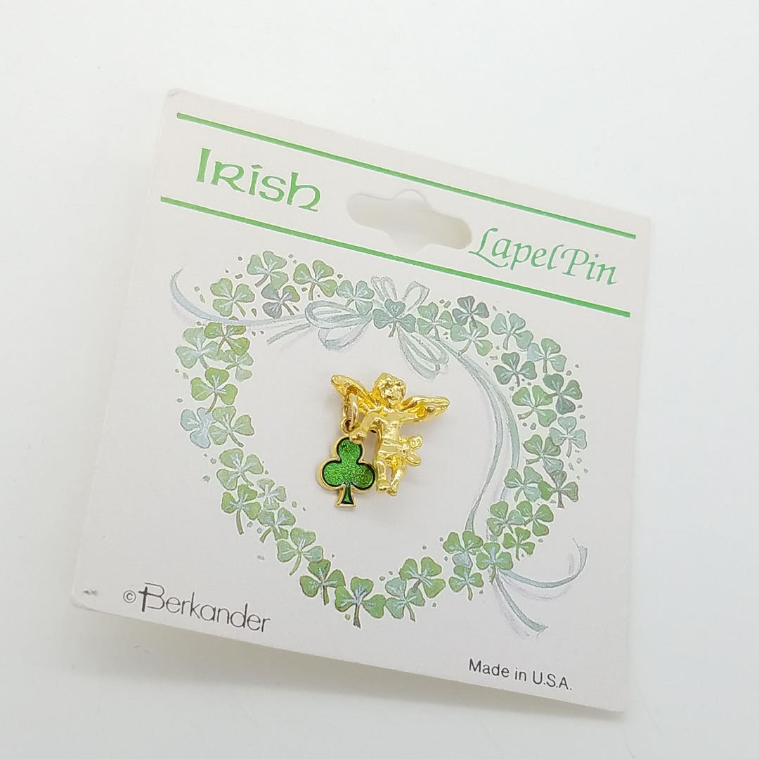 Lucky Irish Angel & Shamrock Lapel Pin St. Patrick's Day - Etsy