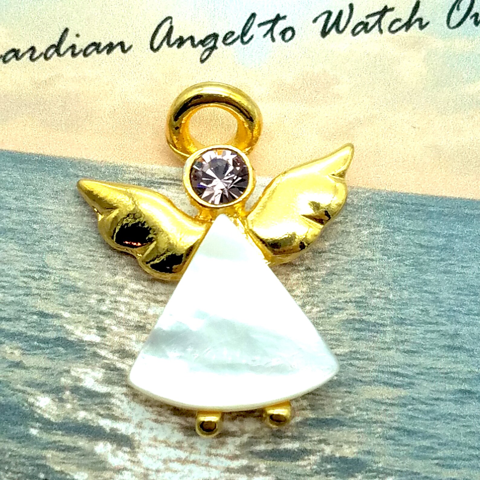 Old Stock Birthstone Angel Pins With Faux Mother of Pearl & Rhinestones ...