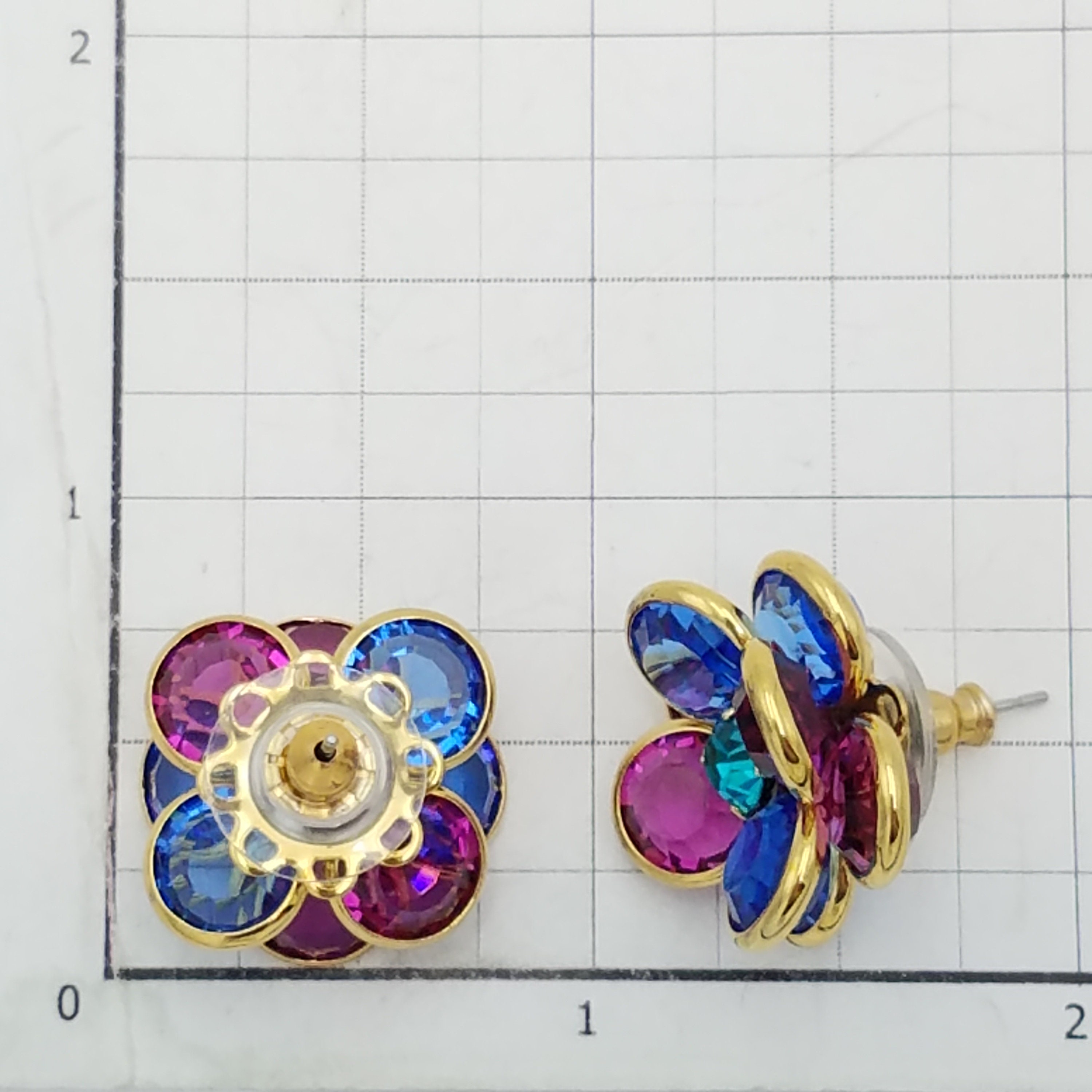 Old Stock Swarovski Crystal Flower Stud Earrings Choice of | Etsy