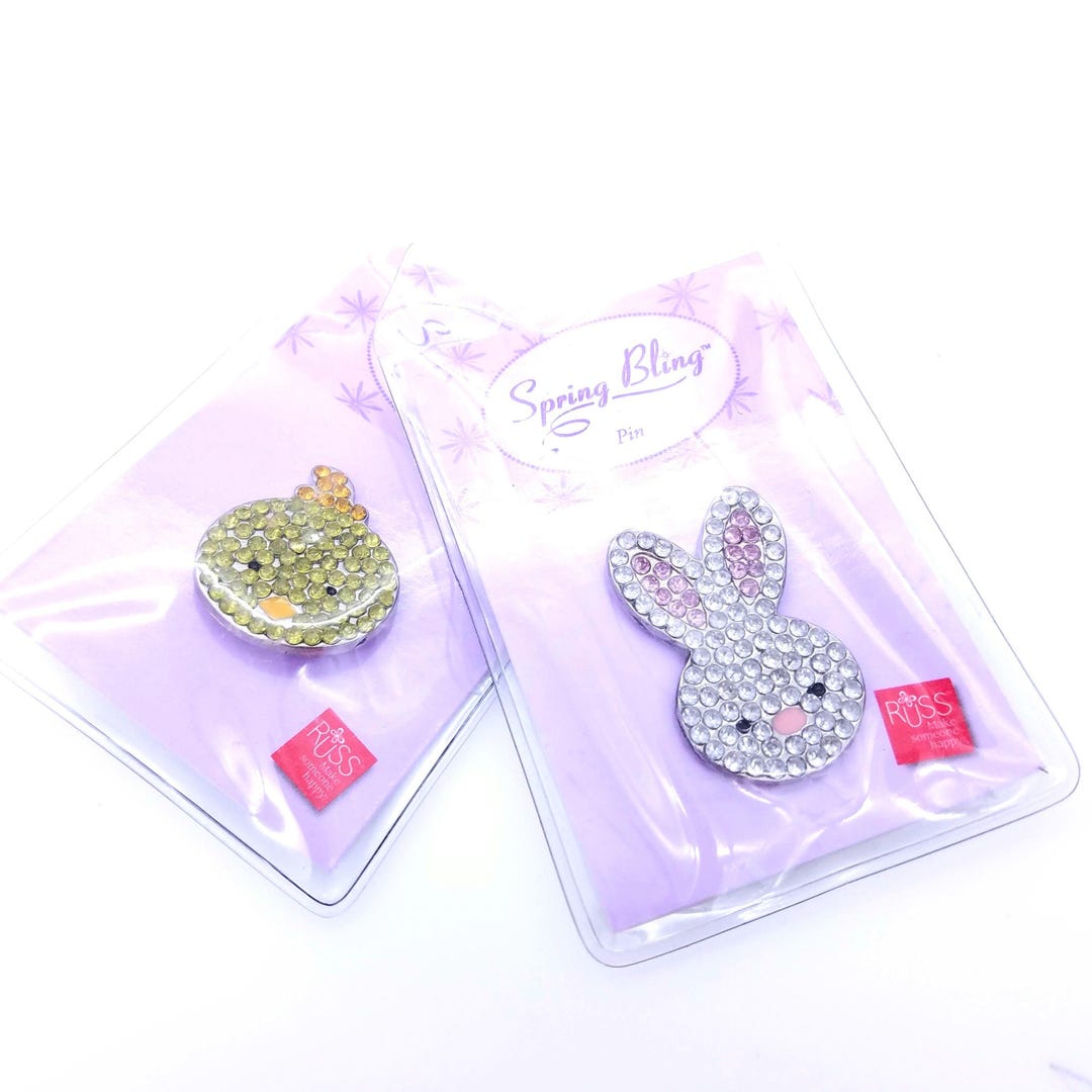Russ Rhinestone Spring Bling Pin - Your Choice of Bunny or Baby Chick ...