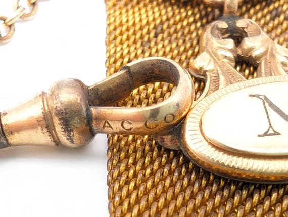 Antique Gold Filled Mesh Watch Pin Badge Engraved Lil… - Gem