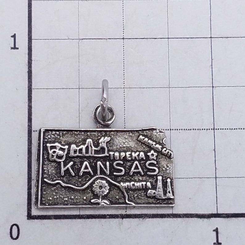 Vintage Sterling Silver Map of Kansas State Souvenir Charm | Etsy