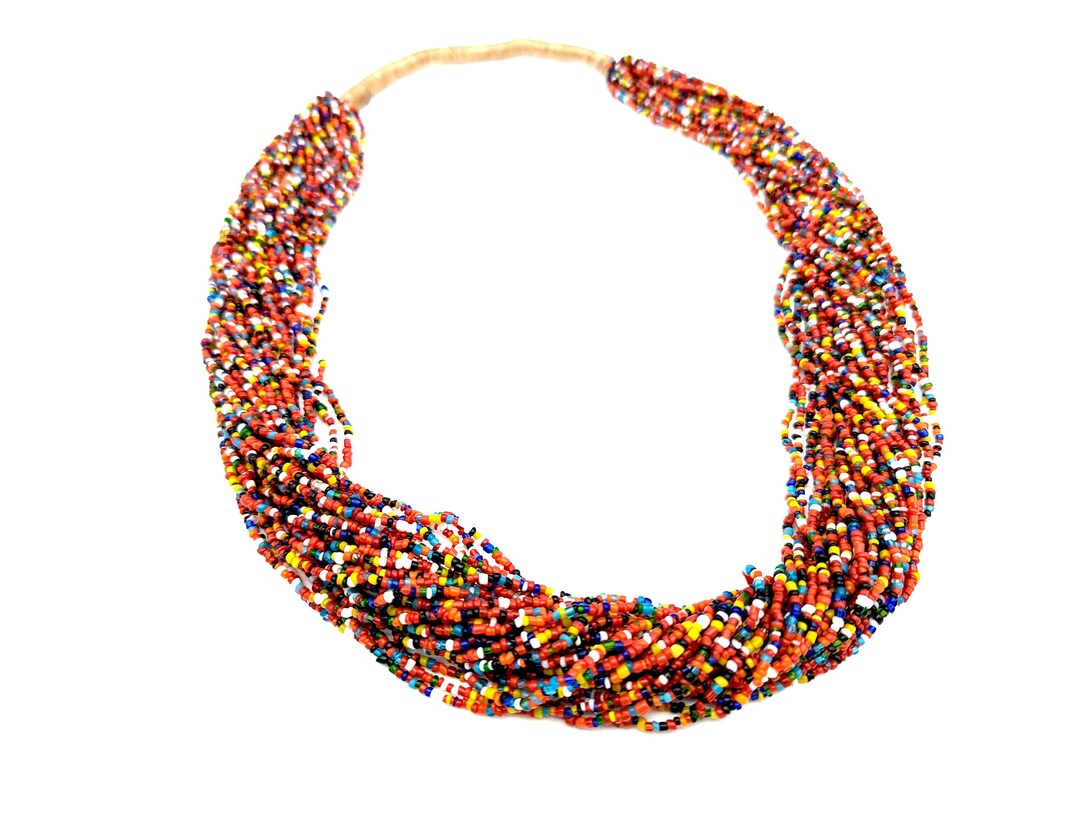 Antique Acomo Pueblo 30 Strand Rainbow Glass & Gemstone Hesgi Bead ...