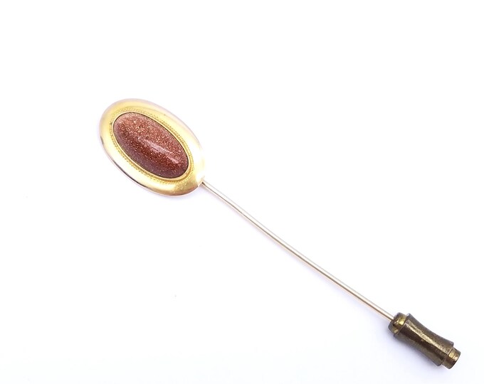 Vintage Oval Goldstone Stick Pin - Etsy