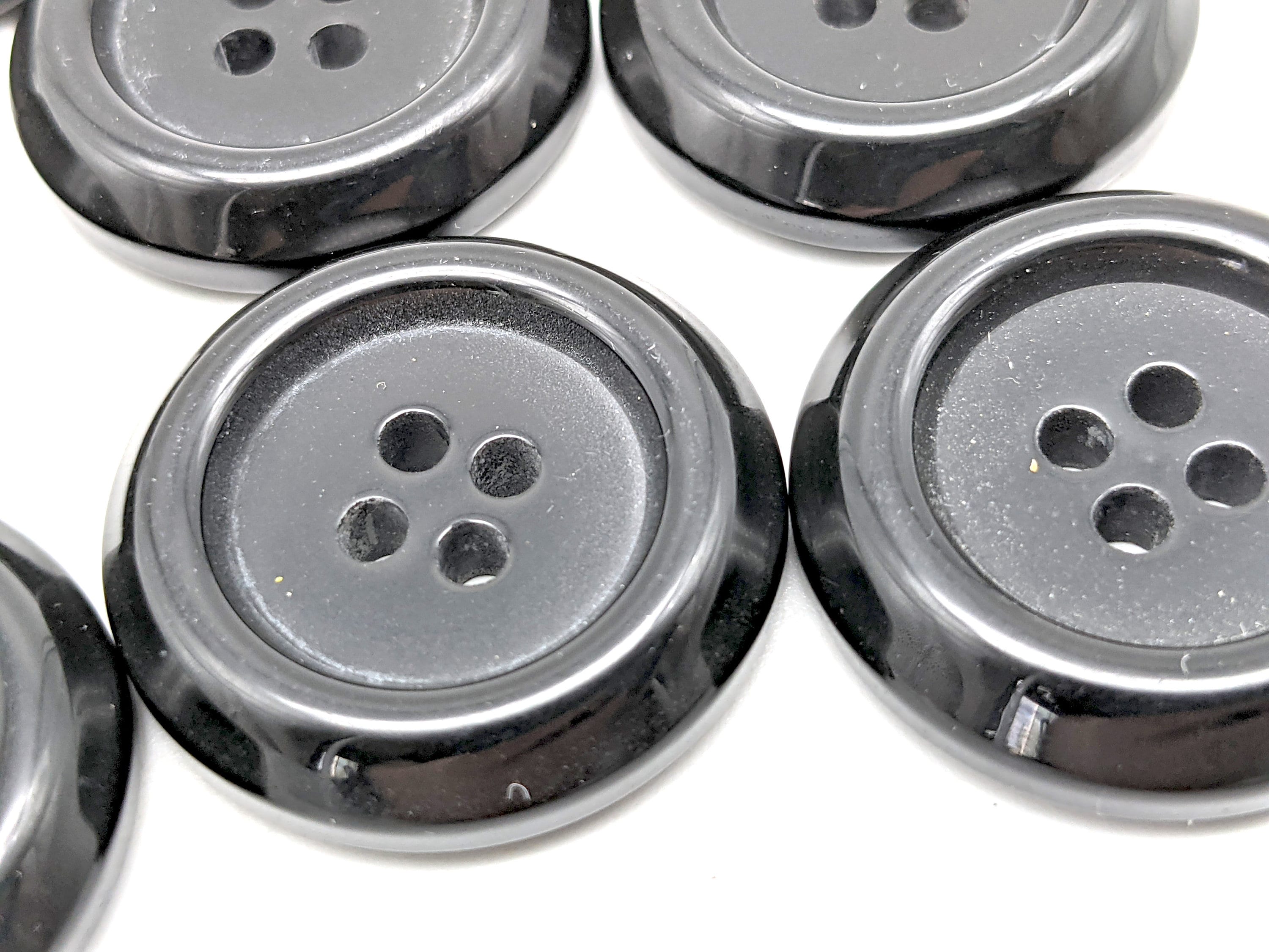Set of 8 Large Black Plastic Buttons 30mm - Etsy