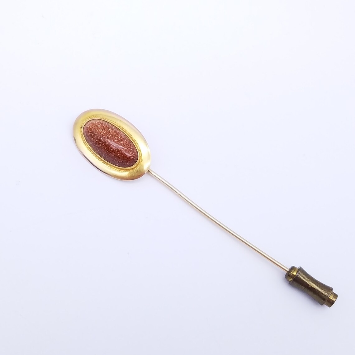 Vintage Oval Goldstone Stick Pin | Etsy
