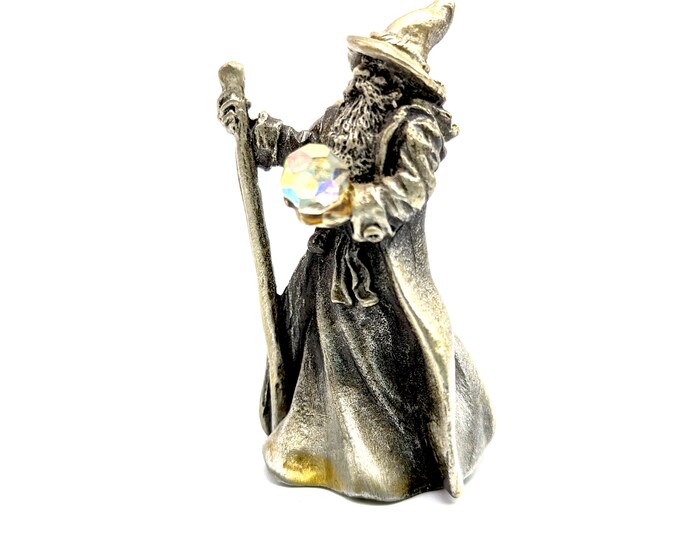 Rare Vintage Gallo Pewter Wizard Figurine With Crystal Ball - Etsy