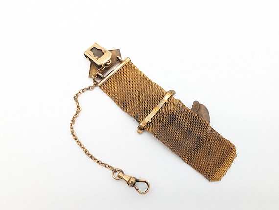 Antique Gold Filled Mesh Watch Pin Badge Engraved Lil… - Gem