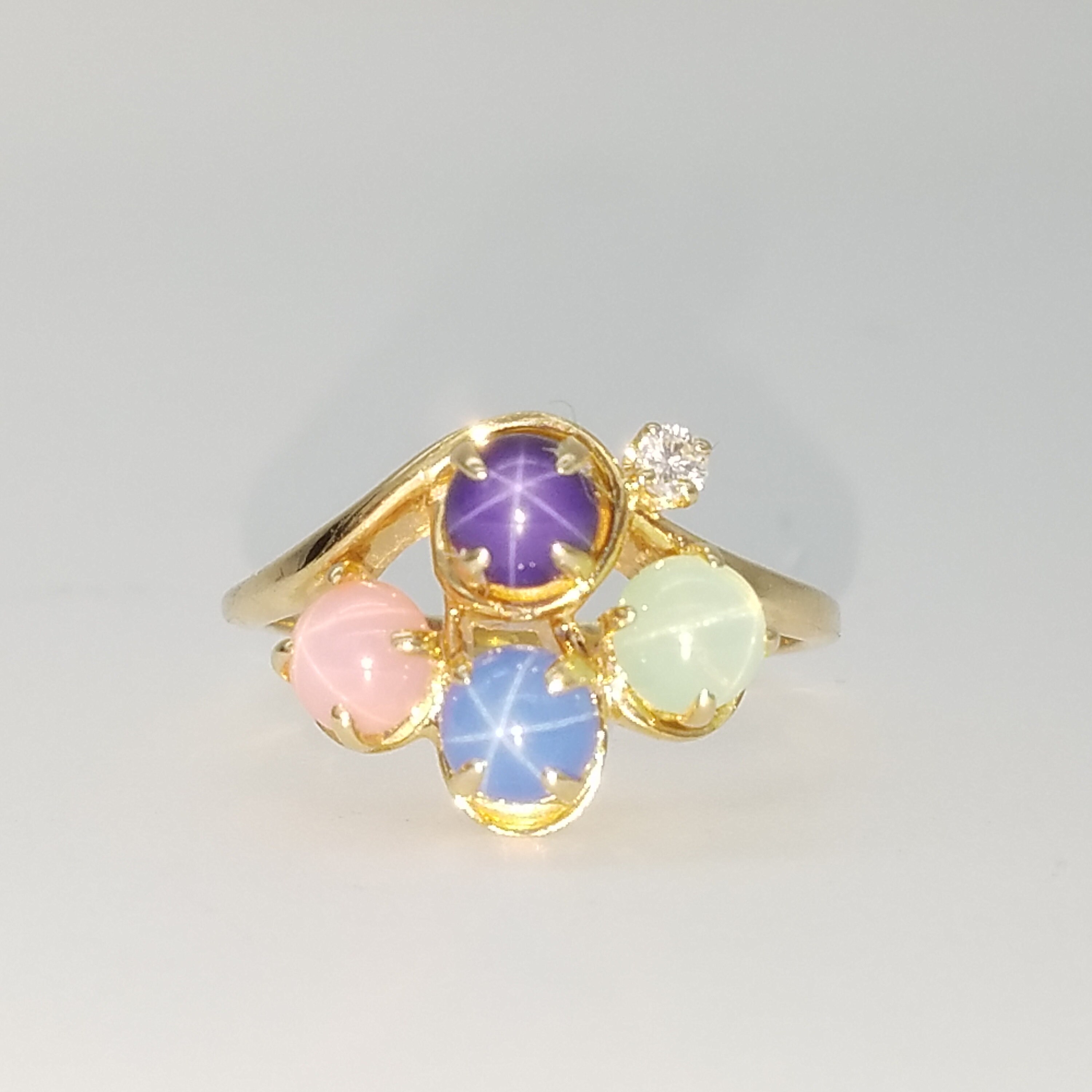 Rare Vintage Four Color Linde Star Sapphire Diamond & 14K | Etsy