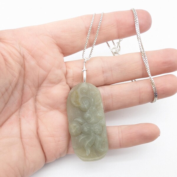 Carved Jade Pendant - Etsy