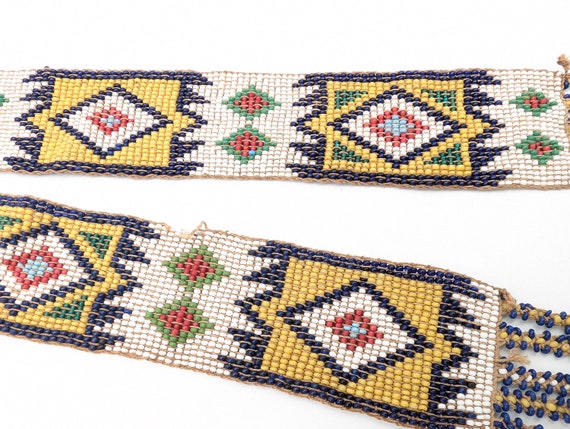 Antique Native American Beaded Wedding Garter - 28" - Gem