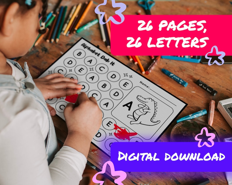 Printable Kids Alphabet Worksheet Coloring Preschool Pages 26 Letters ...