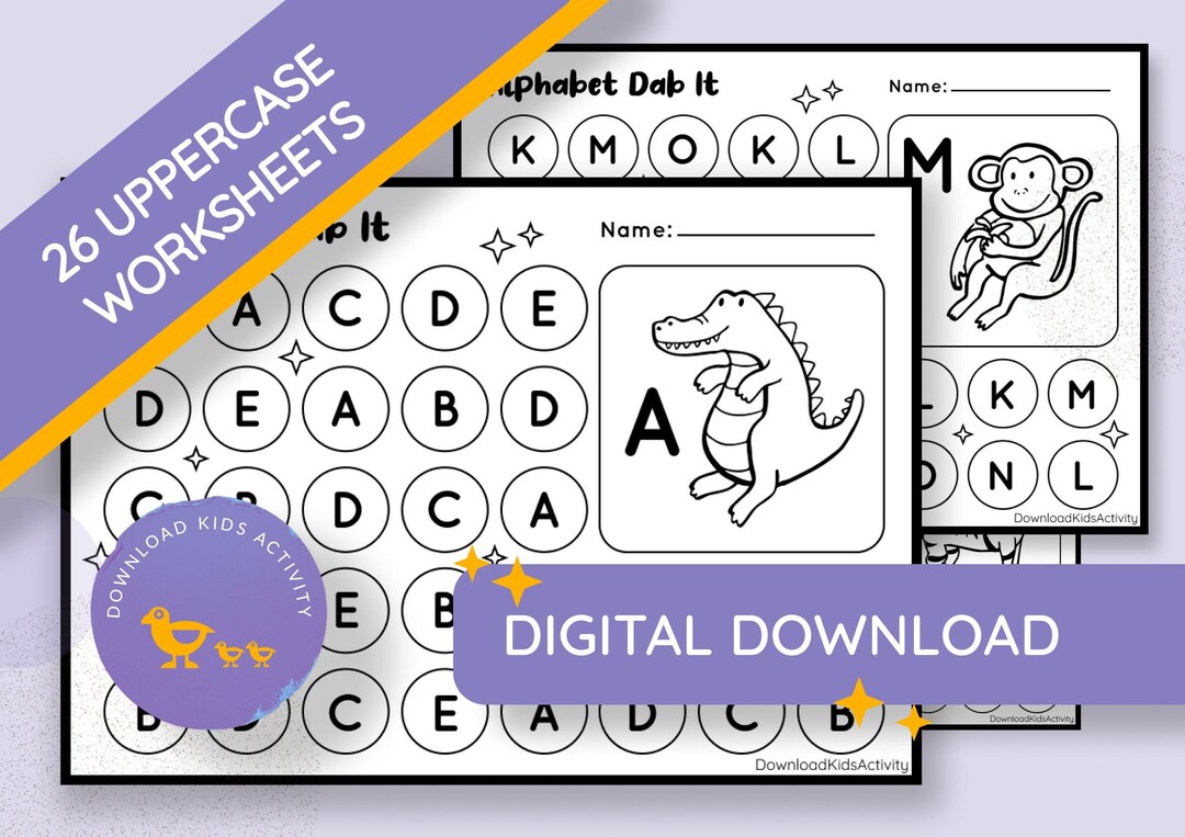 Printable Kids Alphabet Worksheet Coloring Preschool Pages 26 Letters ...