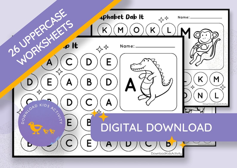 Printable Kids Alphabet Worksheet Coloring Preschool Pages 26 Letters ...