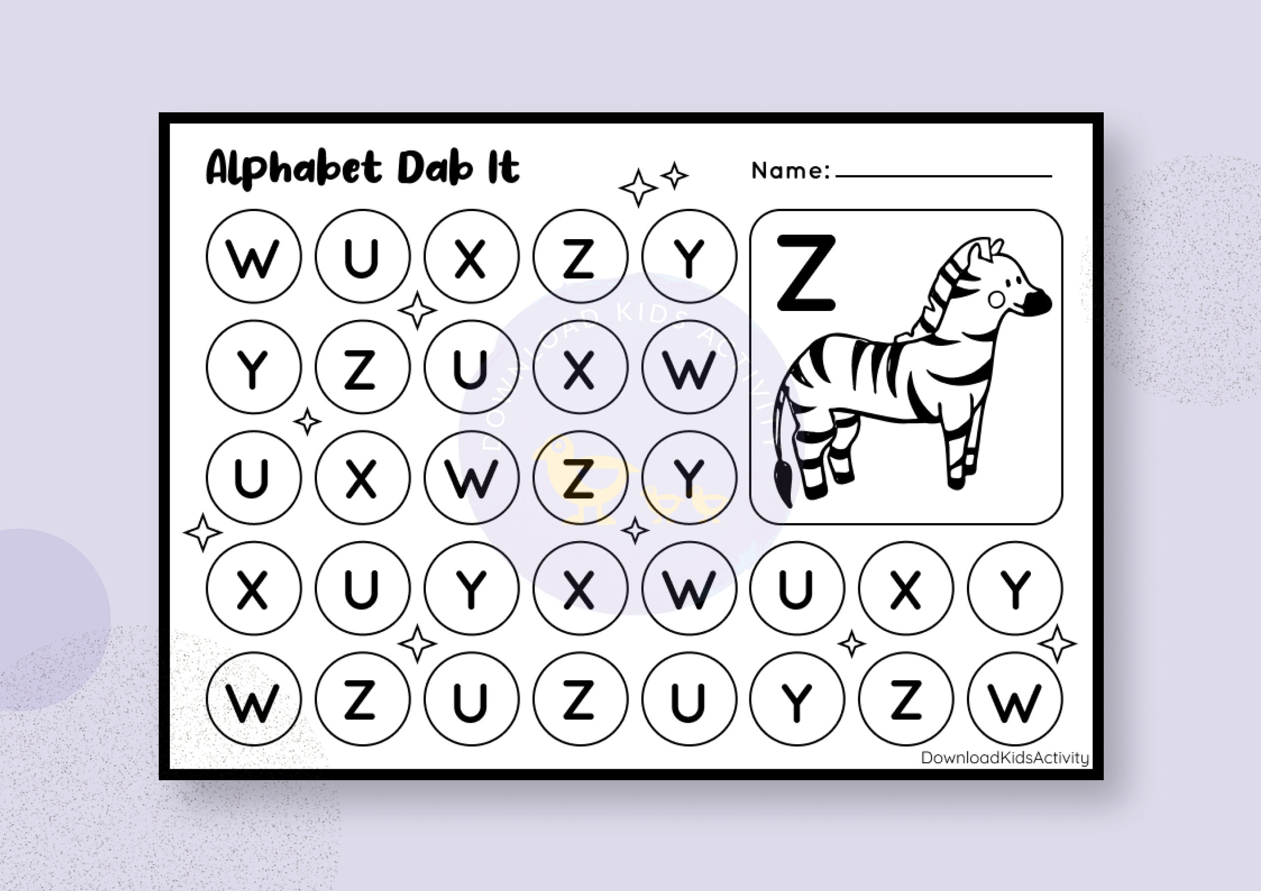 Printable Kids Alphabet Worksheet Coloring Preschool Pages 26 Letters ...