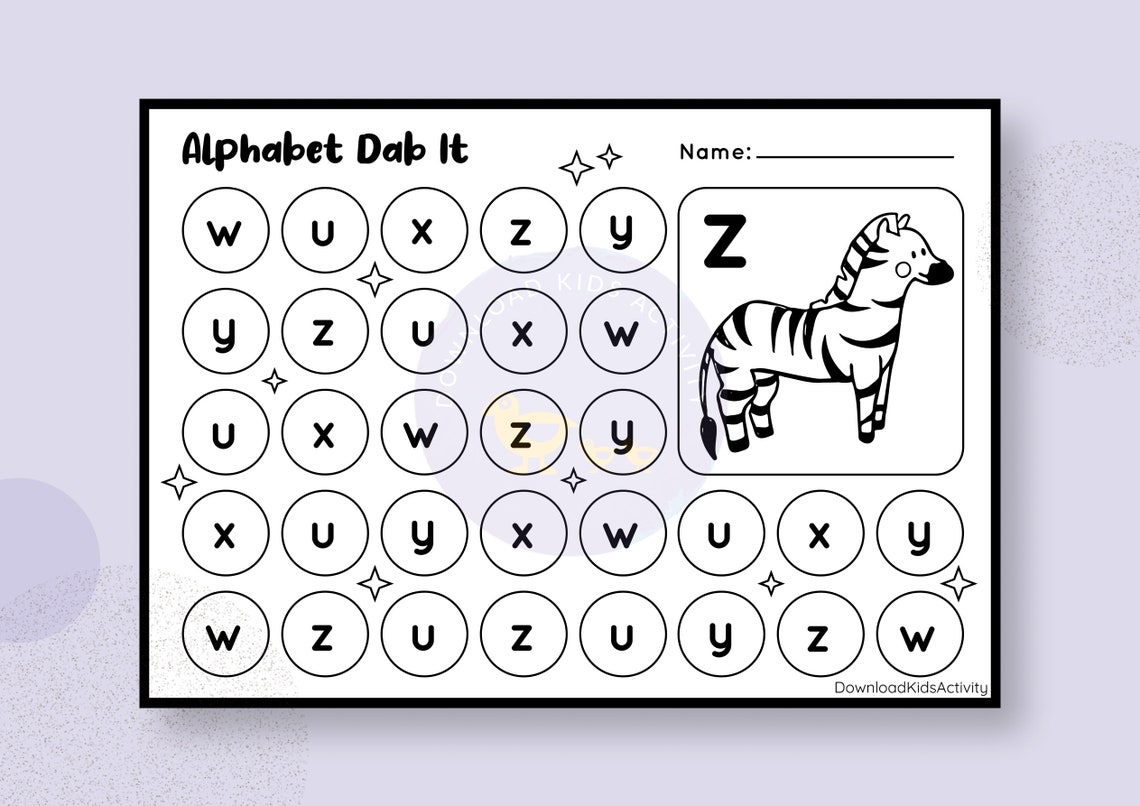 Alphabet Worksheets Printable Kids Coloring A-Z 26 Letters Lowercase ...