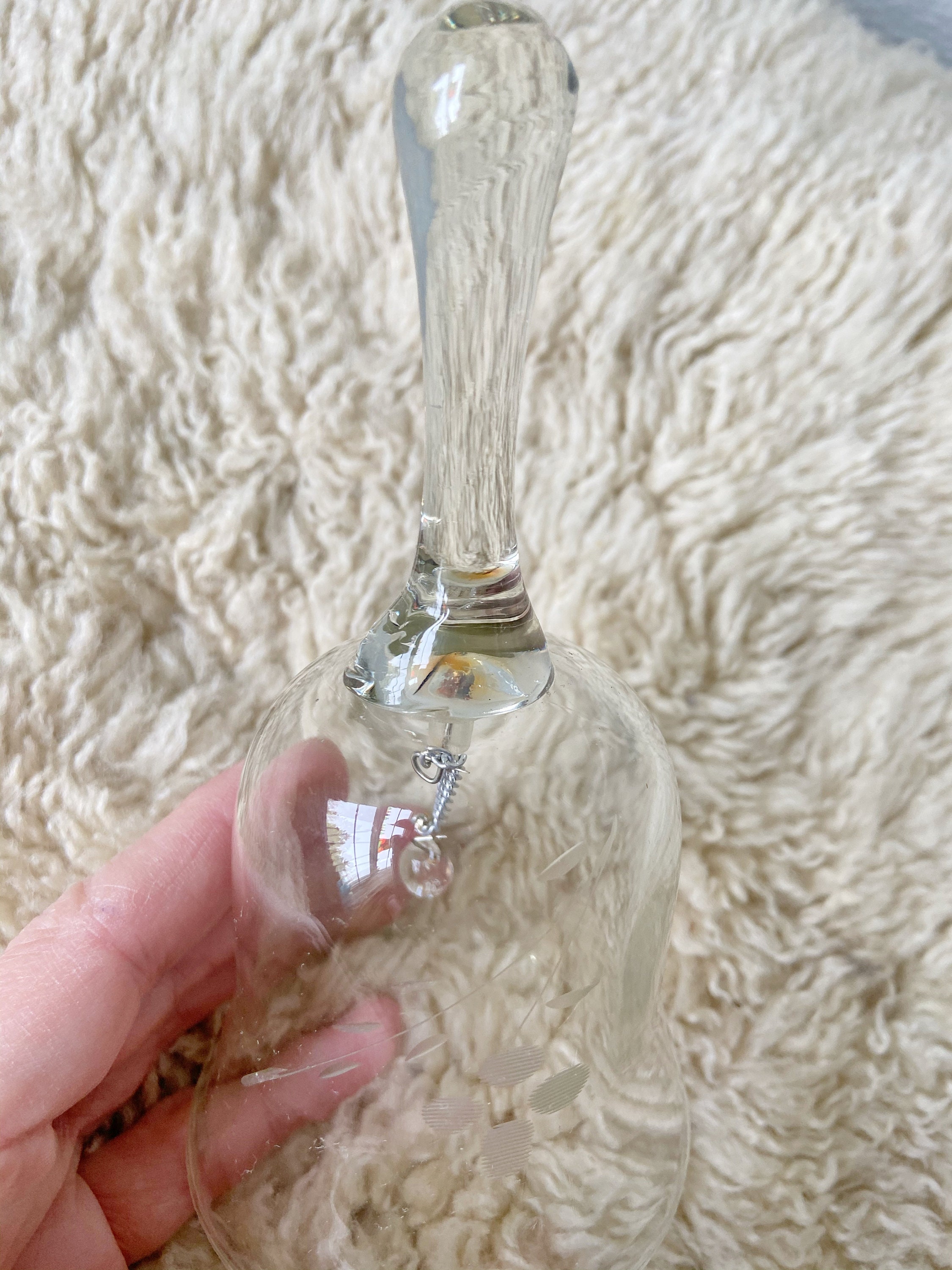 Vintage Clear Etched Glass Hand Bell / Romantic Glass Bell | Etsy
