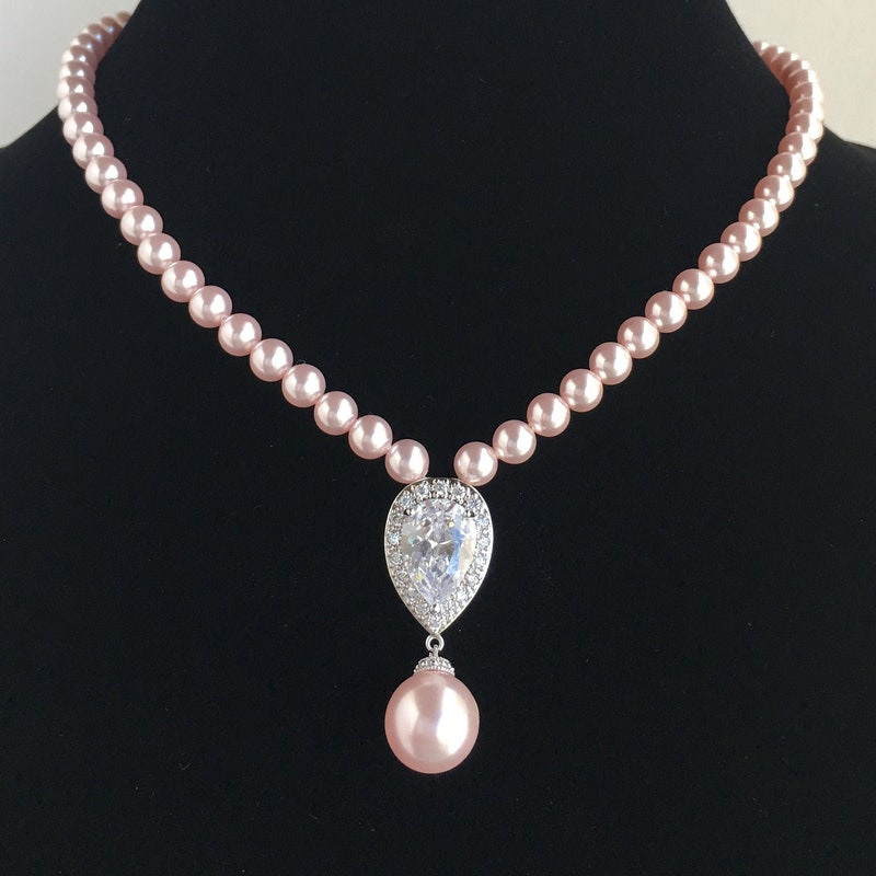 Pink Pearl Necklace - Etsy
