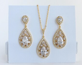 Gold Bridal Jewelry Set Gold Wedding Jewelry Set Gold Bridal | Etsy