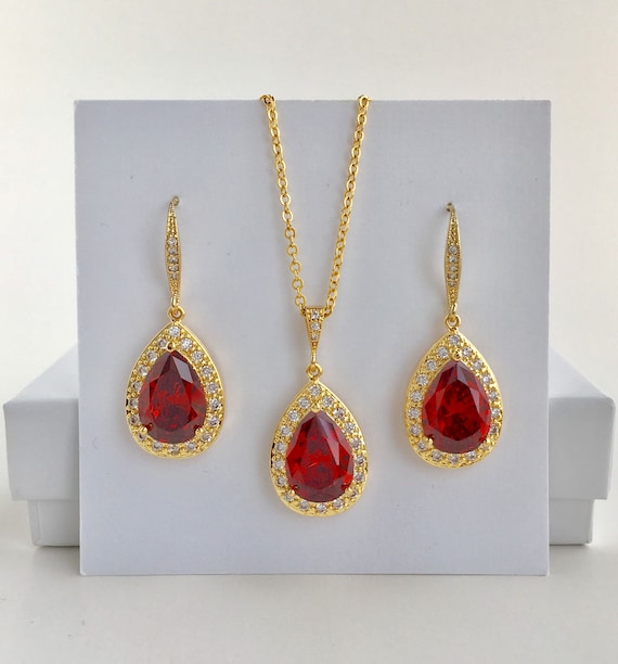 Red Gold Bridal Set Red Gold Zirconia Set Red Gold Crystal Set | Etsy