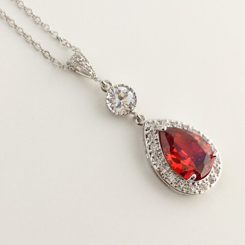 Red Bridal Jewelry Set Ruby Cubic Zirconia Jewelry Set Red - Etsy