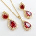 Gold Red Crystal Set Red Cubic Zirconia Set Red Bridal Gold - Etsy