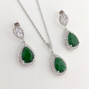 Emerald Green Bridal Set Green Wedding Cubic Zirconia Set Green ...