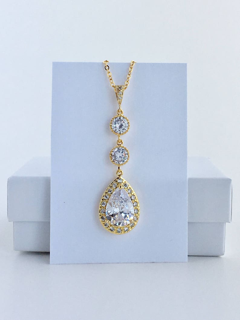 Long Gold Bridal Jewelry Set Long Gold Cubic Zirconia Set Long - Etsy