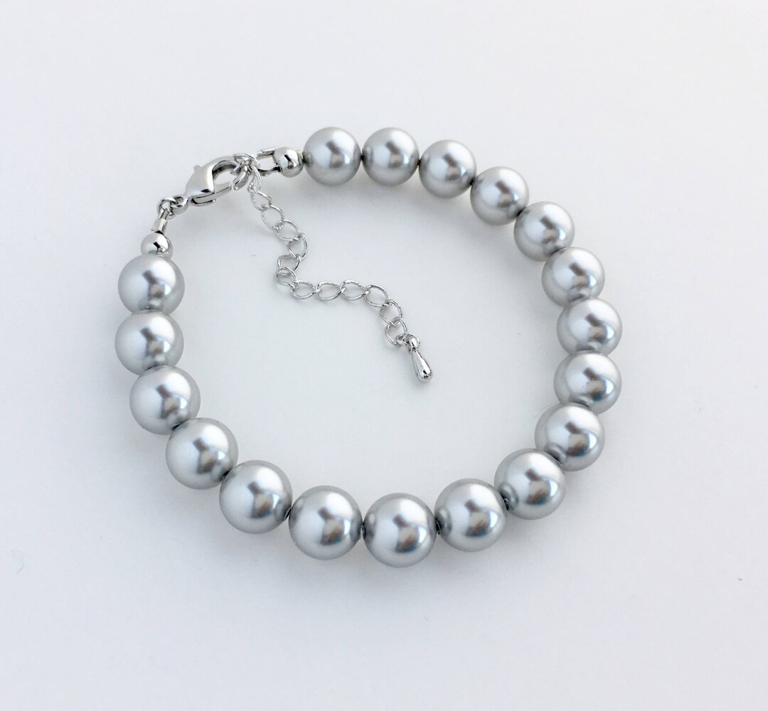 Light Grey Pearl Bracelet Light Grey Bridal Pearl Bracelet Light Grey ...