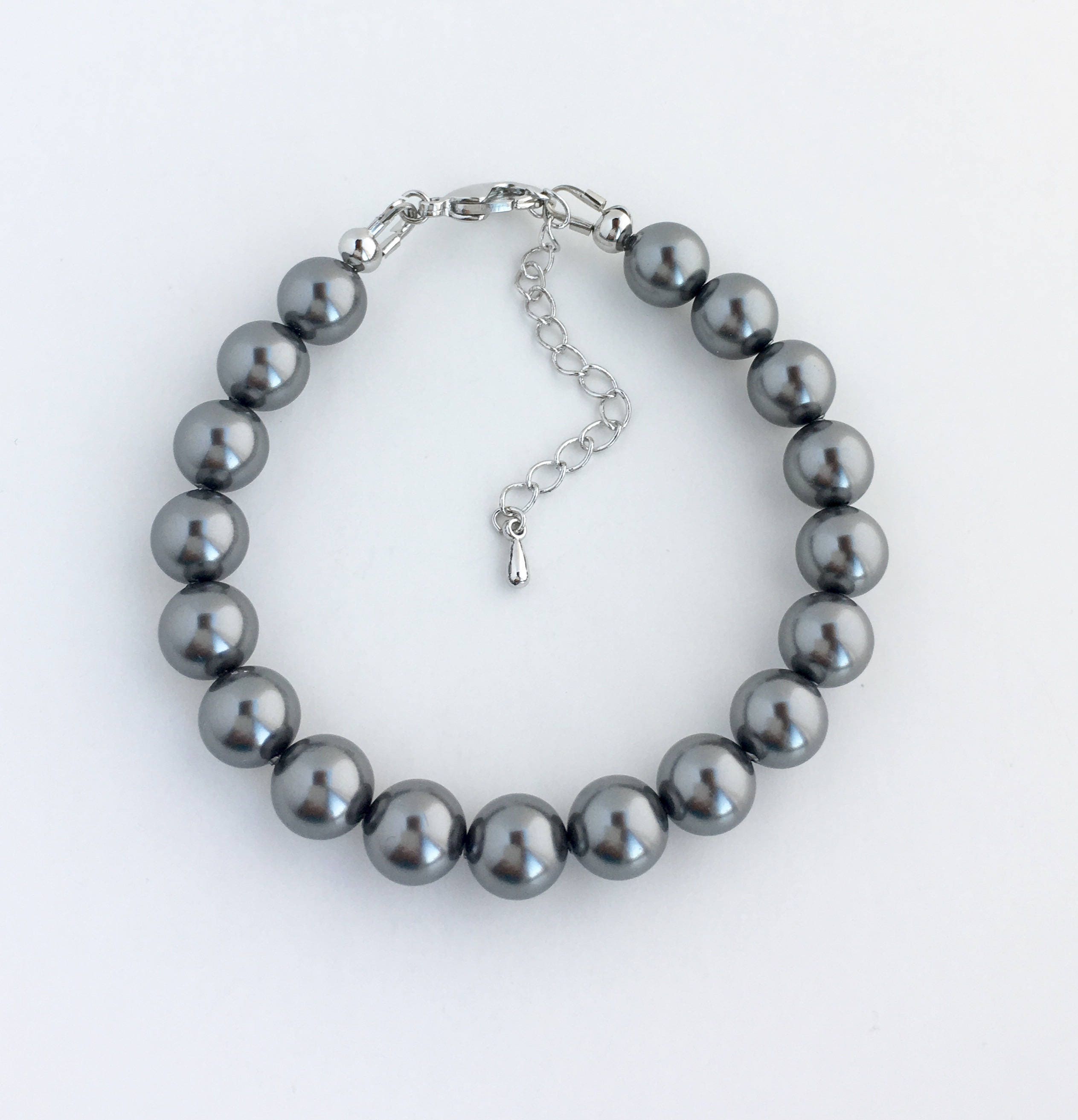 Dark Grey Pearl Bracelet Dark Grey Bridal Pearl Bracelet Dark - Etsy