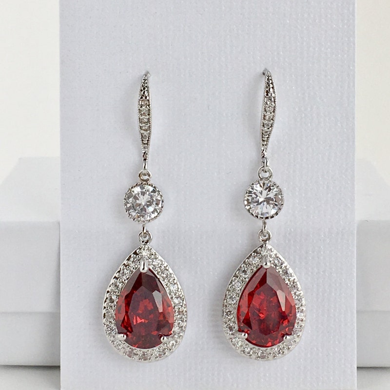 Red Crystal Earrings - Etsy