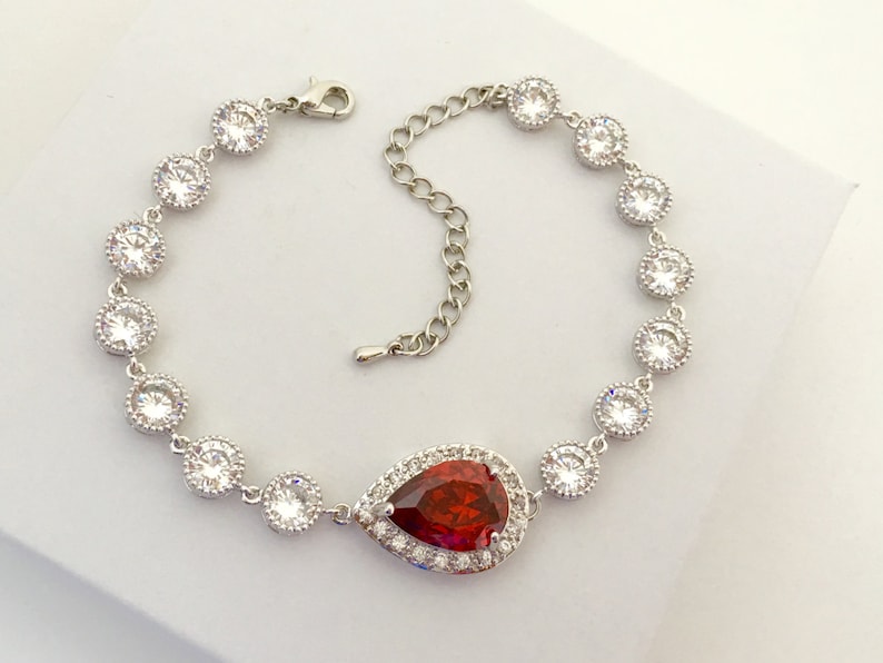 Red Ruby Cubic Zirconia Bridal Necklace Red Wedding Crystal - Etsy