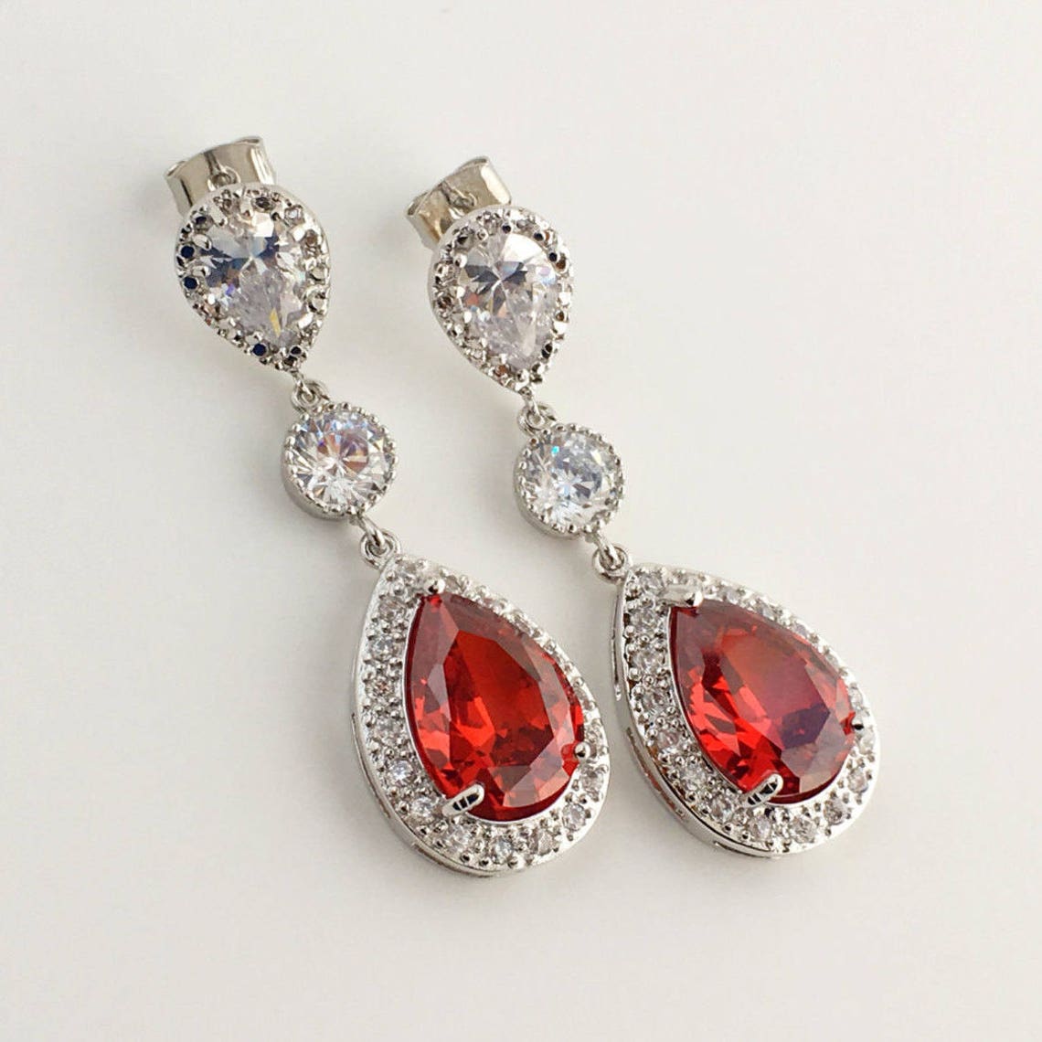 Red Bridal Jewelry Set Ruby Cubic Zirconia Jewelry Set Red - Etsy