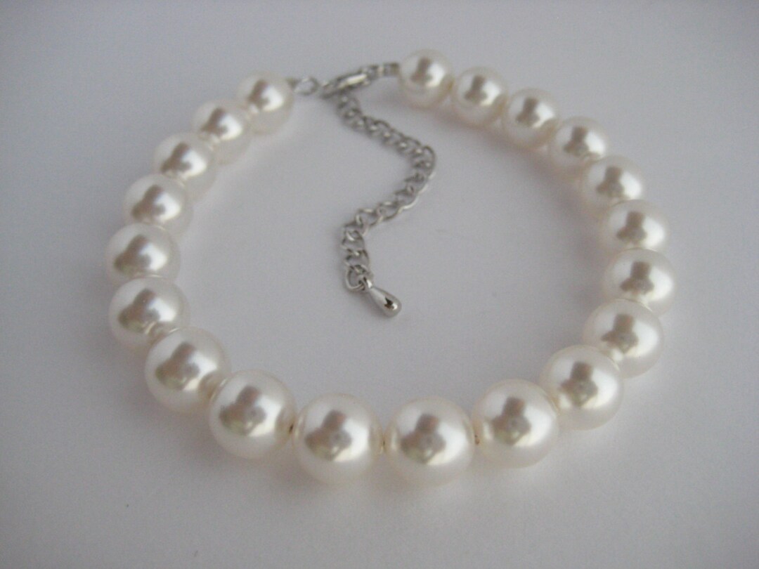Classic Bridal Pearl Bracelet Wedding Pearl Jewelry Austrian Crystal ...